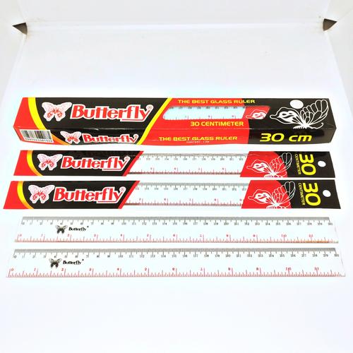 Jual Penggaris 30 cm Plastik Mika BUTTERFLY PREMIUM KUAT dan LENTUR ...
