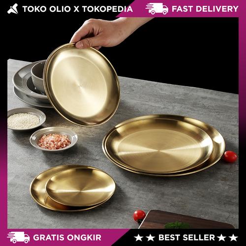 Jual Piring Makan Bulat Stainless Tebal Gaya Eropa Gold Emas Serbaguna ...