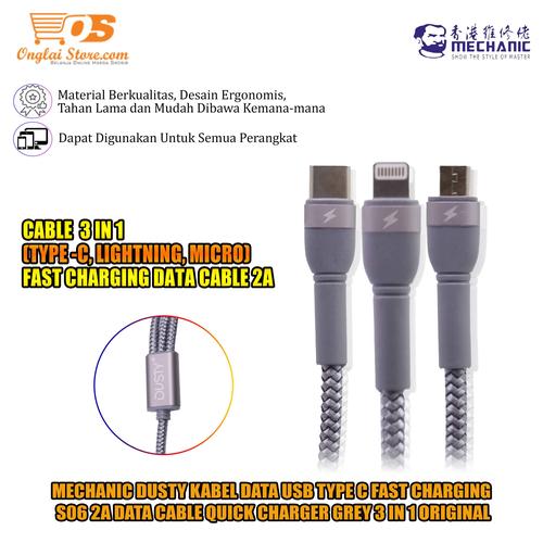 Jual Mechanic Dusty Kabel Data USB TYPE C Fast Charging S06 2A Grey ORI ...