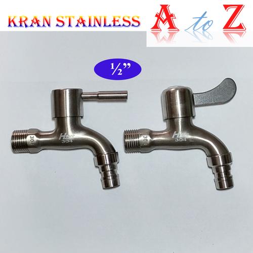 Jual kran air stainless 1/2"/keran tembok 0,5 in/kran taman stainless 1 ...