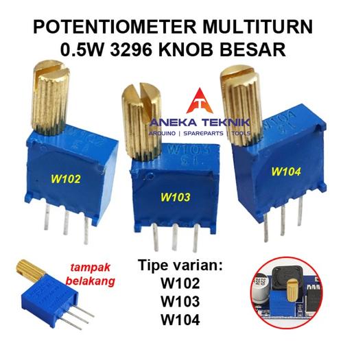 Jual Potentiometer POTENSIOMETER Trimmer Multiturn 0.5W 3296 KNOB BESAR ...