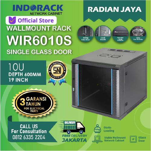 Jual Wallmount Rack INDORACK WIR6010S Glass Door Rak Server 10U Depth ...