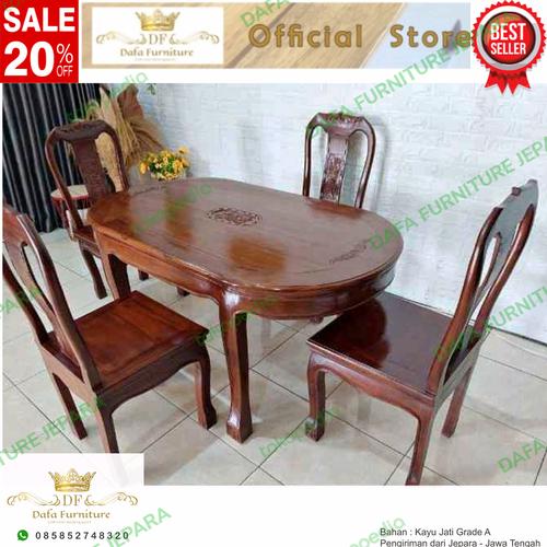 Jual meja makan minimalis kayu jati 4 kursi harga murah - Kab. Jepara - DAFA FURNITURE JEPARA ...