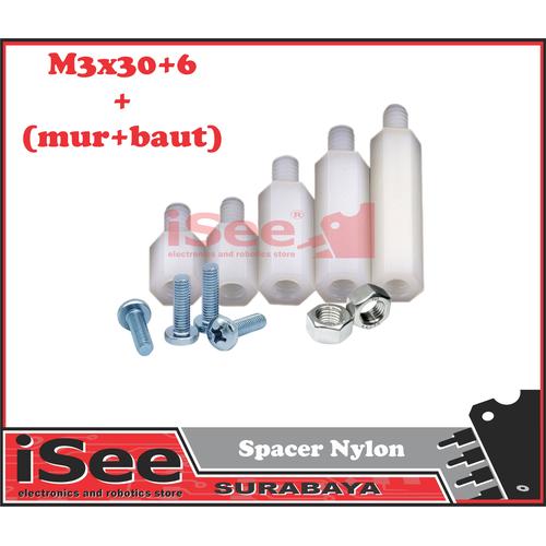 Jual Spacer nylon 3 Cm 3cm 30mm 30 mm plastic Male Female + Mur Baut M3 ...
