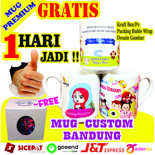 Jual Mug Custom Murah + Kraft Box - MUG PREMIUM SNI, BOX + 1 DESAIN ...
