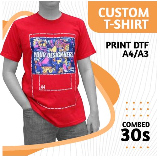 Jual Sablon Print Kaos Satuan Lusinan Print Kaos DTF A3 A4 Kaos Combed ...