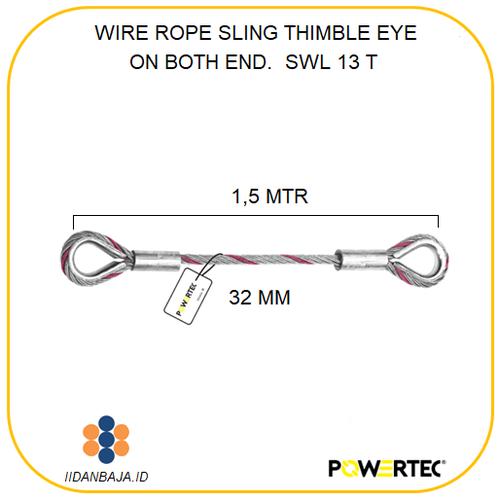 Jual WIRE ROPE SLING THIMBLE EYE ON BOTH END. 32 MM X 1,5 M X 13 T ...