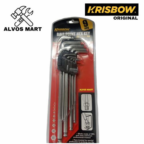 Jual Kunci L Set Krisbow 1/16 - 3/8 inch || Hex Ballpoint Key inch 9 ...