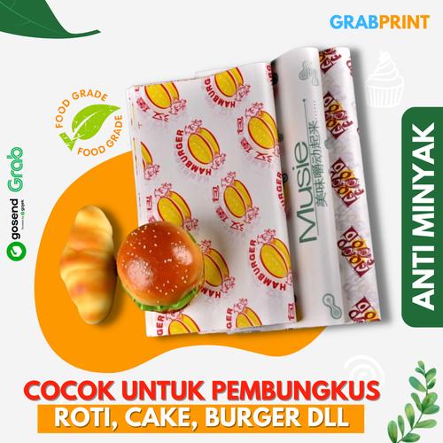 Jual Kertas Foodgrade Wrapping Custom Bungkus Burger Roti Makanan 24x27 ...