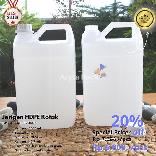 Jual HD393. Jerigen plastik 2 liter HDPE kotak natural - Jakarta Timur ...