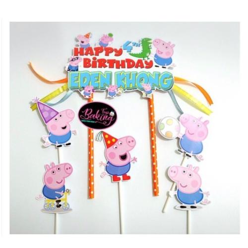 Jual Topper Cake Tusukan Hiasan Kue Ulang Tahun - Pepa Pig Cute - Pink ...