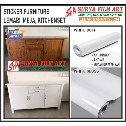 Jual wallpaper sticker putih /wallpaper dinding - putih dof - Kota ...