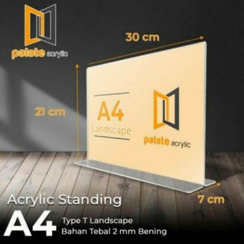 Jual Acrylic Tent Holder A4 T Landscape / Akrilik/ A4 T 2mm - Kota ...