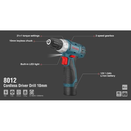 Jual Ronix Model 8012 12V Li-ion 1.5 A Cordless Driver Drill Machine ...