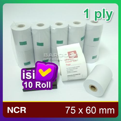 Jual ( 1 Pack / Slop ) Kertas Struk Kasir 75 x 60 mm - 1Ply Isi 10 Roll ...