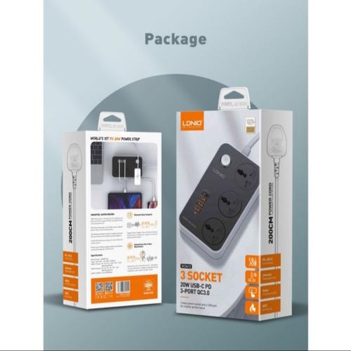 Jual Stop Kontak LDNIO SC3412 3 Socket 3 USB Fast Charging QC 3.0 Type C - Jakarta Pusat ...
