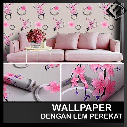 Jual Wallpaper Sticker Dinding Bunga Sakura Pink 3D Ring polkadot ...