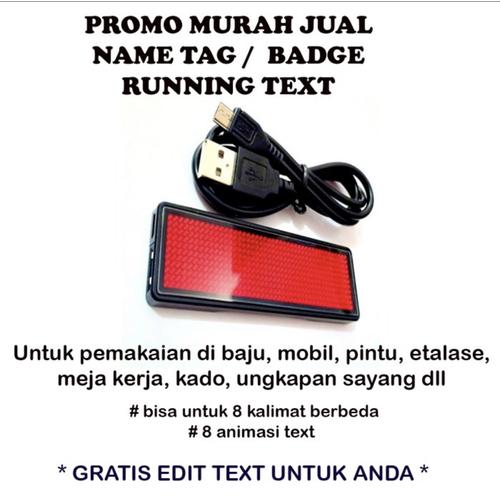 Jual Name tag led running text free setting bisa custom name tag ...