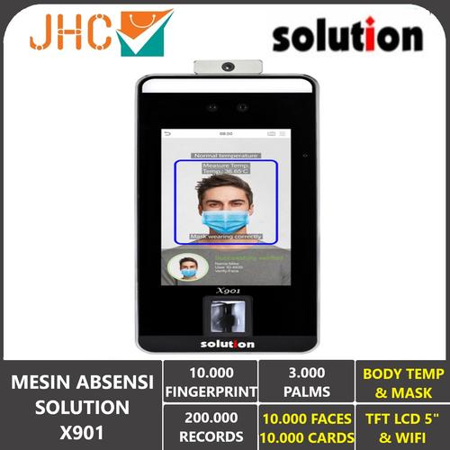 Jual Mesin Absensi SOLUTION X901 Pembaca Temperatur Wajah & Masker X ...