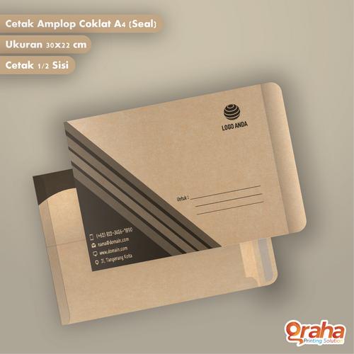 Jual Print / Cetak Amplop Coklat Ukuran A4 (30x22 cm) + Seal - Hitam ...