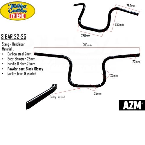 Jual Stang Custom Stang Motor Stang S Bar Spliter Hitam - 22mm-25mm ...