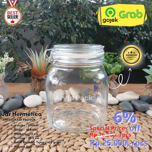 Jual Jar kaca 1liter 1000ml hermetico glass jar toples tutup kedap ...