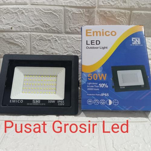 Jual Lampu Tembak 50 watt Emico Cahaya Putih /Led Flood Light 50 watt ...