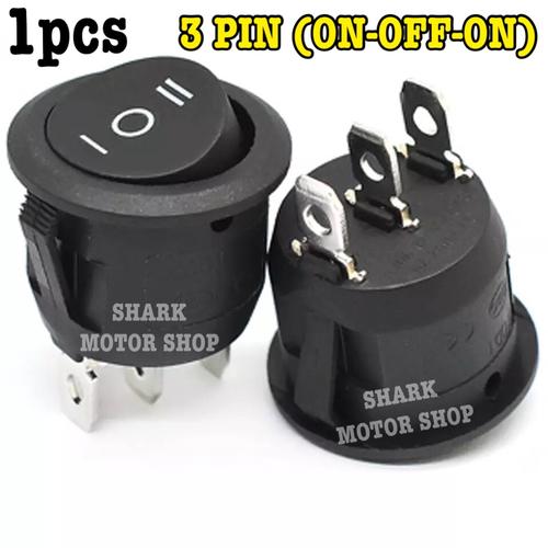 Jual Saklar tombol switch 3 PIN (ON-OFF-ON) diameter 20mm 10A 12V, 10A ...