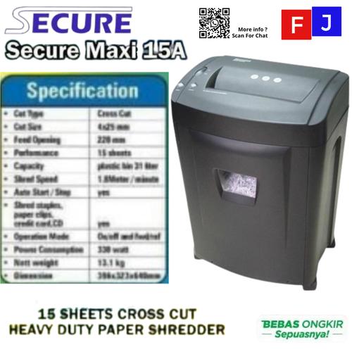 Jual Secure Maxi 15A Cross Cut Mesin Penghancur Kertas Paper Shredder ...