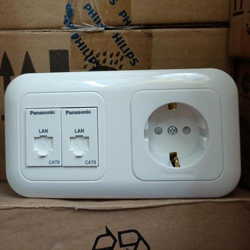 Jual PANASONIC Stop Kontak CP + Double Outlet Data Cat.6 Wide Series ...