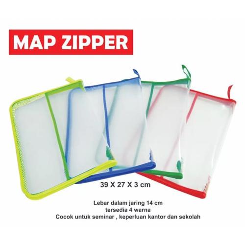 Jual Map Plastik Jaring Jala F4 / Zipper Bag Folio Resleting - Kota ...