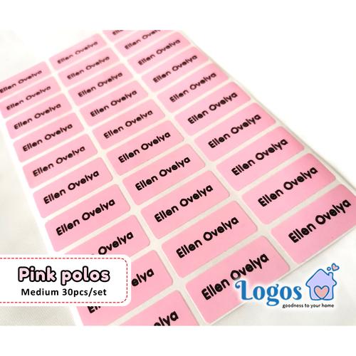 Promo Pink Gradasi MEDIUM Label nama waterproof Sticker polos glossy ...