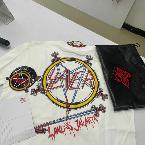 Jual Lawless x Slayer Long Sleeve Pentagram Logo Haunting The Chapel ...