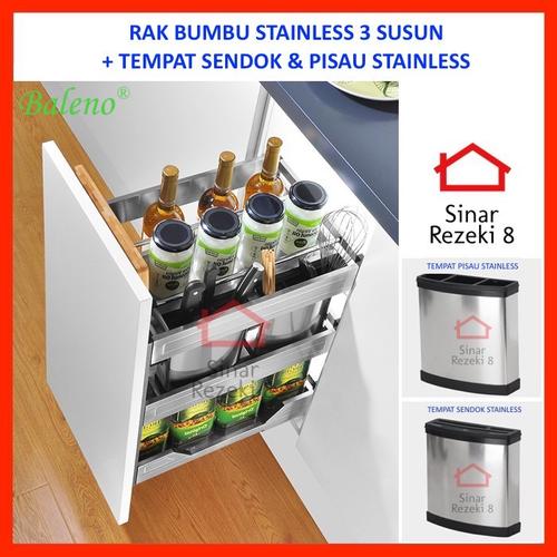 Jual Rak Tarik STAINLESS Bumbu Botol Pisau Sendok Panci Dapur Kitchen ...