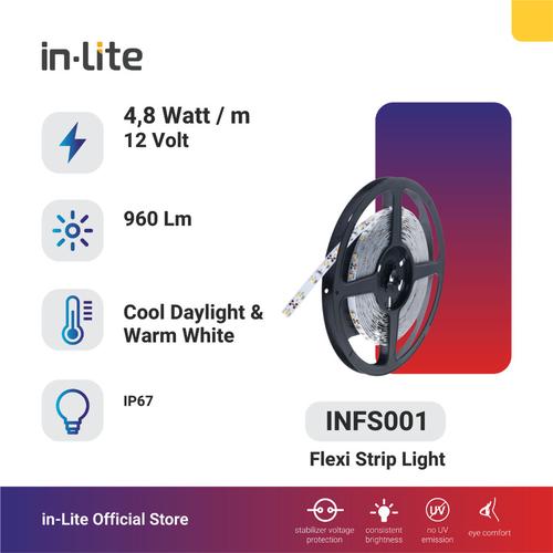 Jual Inlite LED Lampu Dekorasi Flexi Strip 4,8 Watt IP67 - IP20 - Putih ...