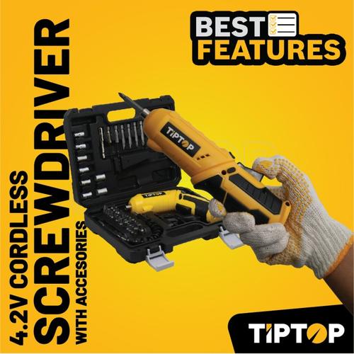 Promo TIP TOP Cordless Screwdriver / Obeng set 47pcs 4.2V (BSD-042SE ...