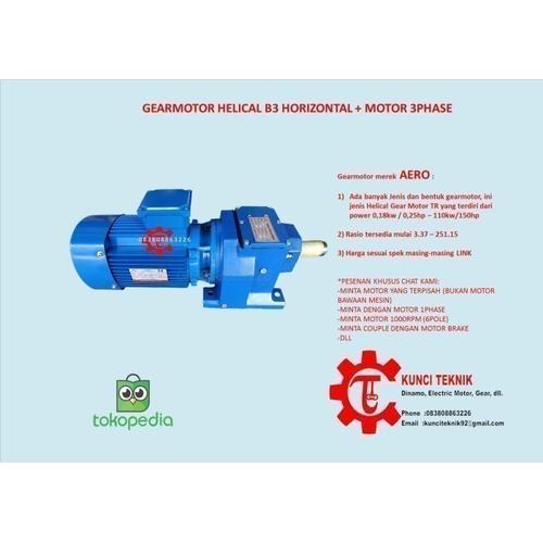 Jual Helical Gear Motor 0.25kw / 0.37hp Ratio 1: 3 - 9 380V 3phase ...