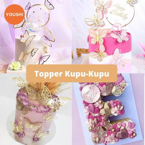 Jual Cake Topper Butterfly / Topper Kue Motif Kupu-Kupu Pearl dan Polos ...