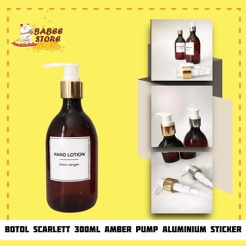 Jual BOTOL STICKER - BOTOL REFILL SABUN AESTHETIC 300ML AMBER PUMP GOLD ...