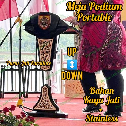Jual Meja Podium Portable Mimbar Pidato Hidrolik UP Down Stainless ...