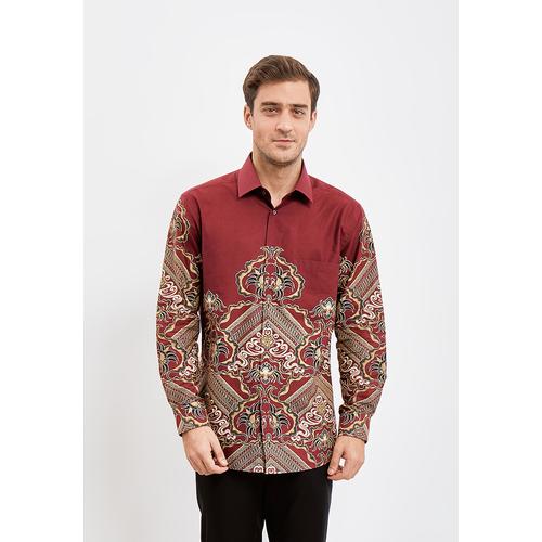 Promo Alisan Kemeja Lengan Panjang Batik Kombinasi Merah BTKKB00252LS ...