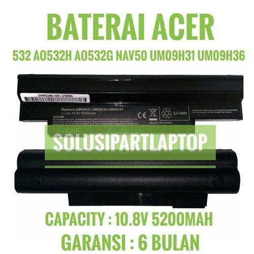 Jual Baterai Acer Aspire One 532 532H AO532H 532G AO532 UM09H36 PUTIH ...