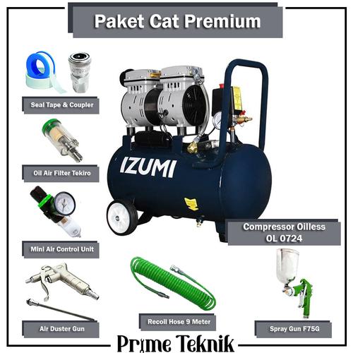 Promo Paket Lengkap Bengkel Cat Kompresor Oilless 3/4HP 24L OL 0724 ...