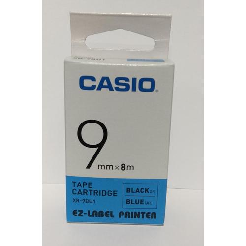 Jual Casio ez-label printer tape cartridge 9mm tipe xr-9bu1 warna biru ...