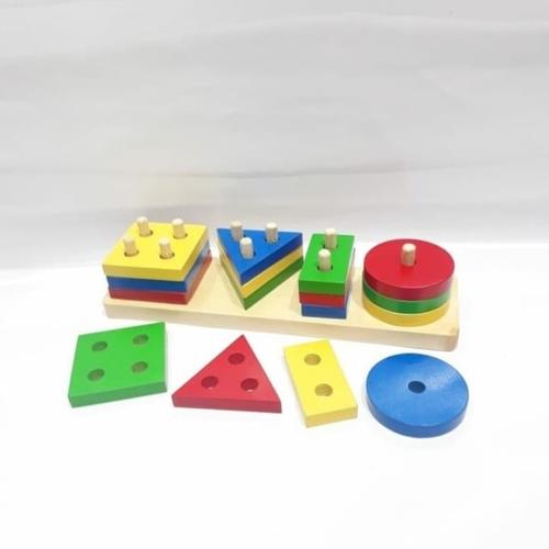 Jual Mainan Edukasi Anak Basic Shape Geometri Wooden Puzzle Montessori ...