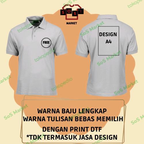 Jual BAJU - KAOS POLO SHIRT CUSTOM FULL SABLON A4 FREE LOGO - Putih, S ...