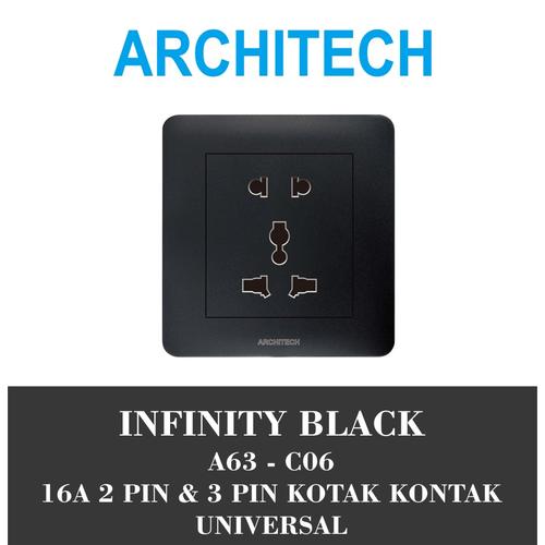 Promo Stopkontak Stop Kontak Hitam Black Series Architech Infinity A63 - Kotak Universal ...