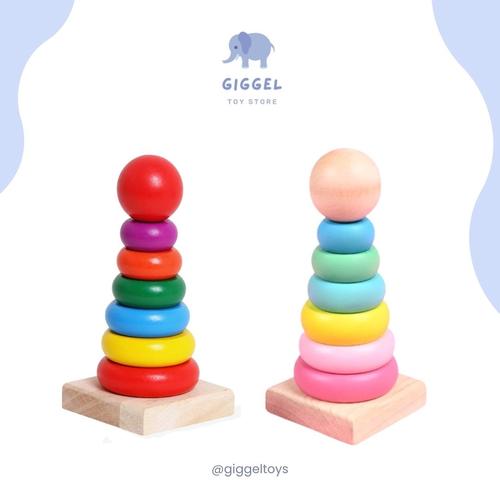 Promo [ Giggeltoys ] Mainan Edukasi Kayu Susun / Mainan Donat Susun ...