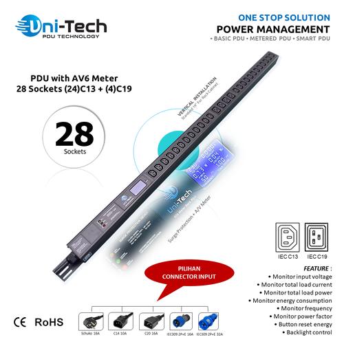 Jual 28 Sockets Mix. C13 + C19 PDU with AV6 Meter, Input - IEC309 2P+E ...