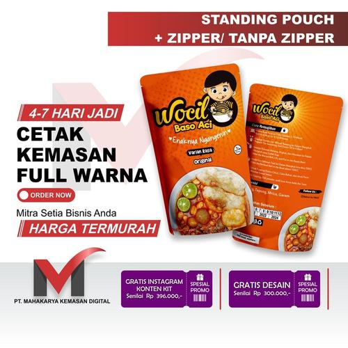 Jual Ready (Didesainkan) Cetak Standing Pouch Kemasan Baso Aci - 12x20 ...